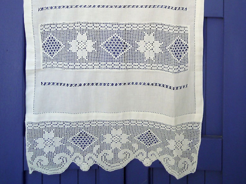 White handmade curtain with lace-Traditional Greek | Etsy