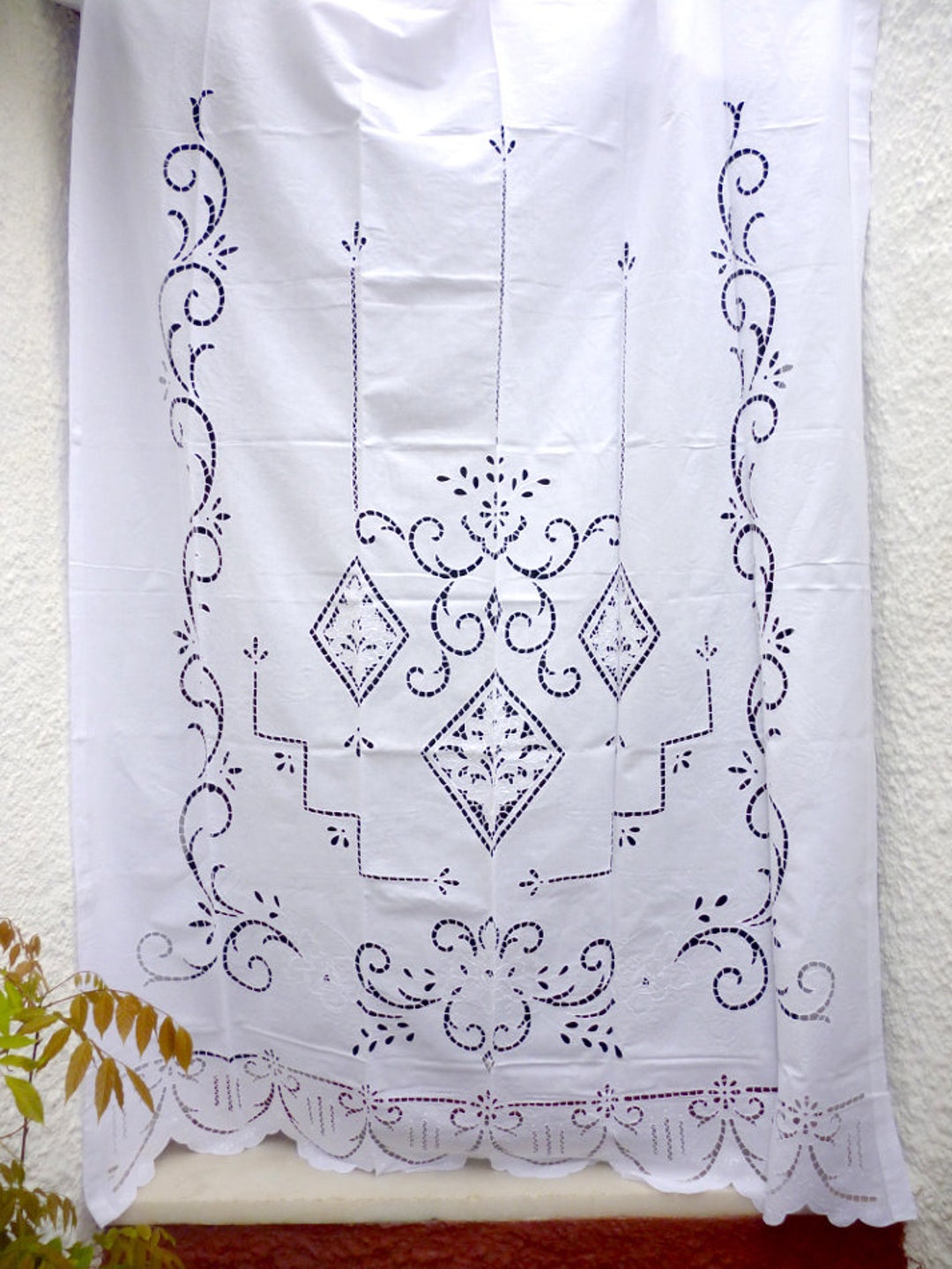 Handmade Cutwork Curtain - Cottage Chic - Farm House Decor ...