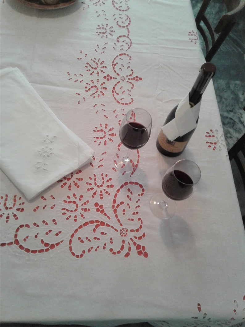 Beautiful Tablecloth With Handmade Cutwork Embroidery in White - Etsy