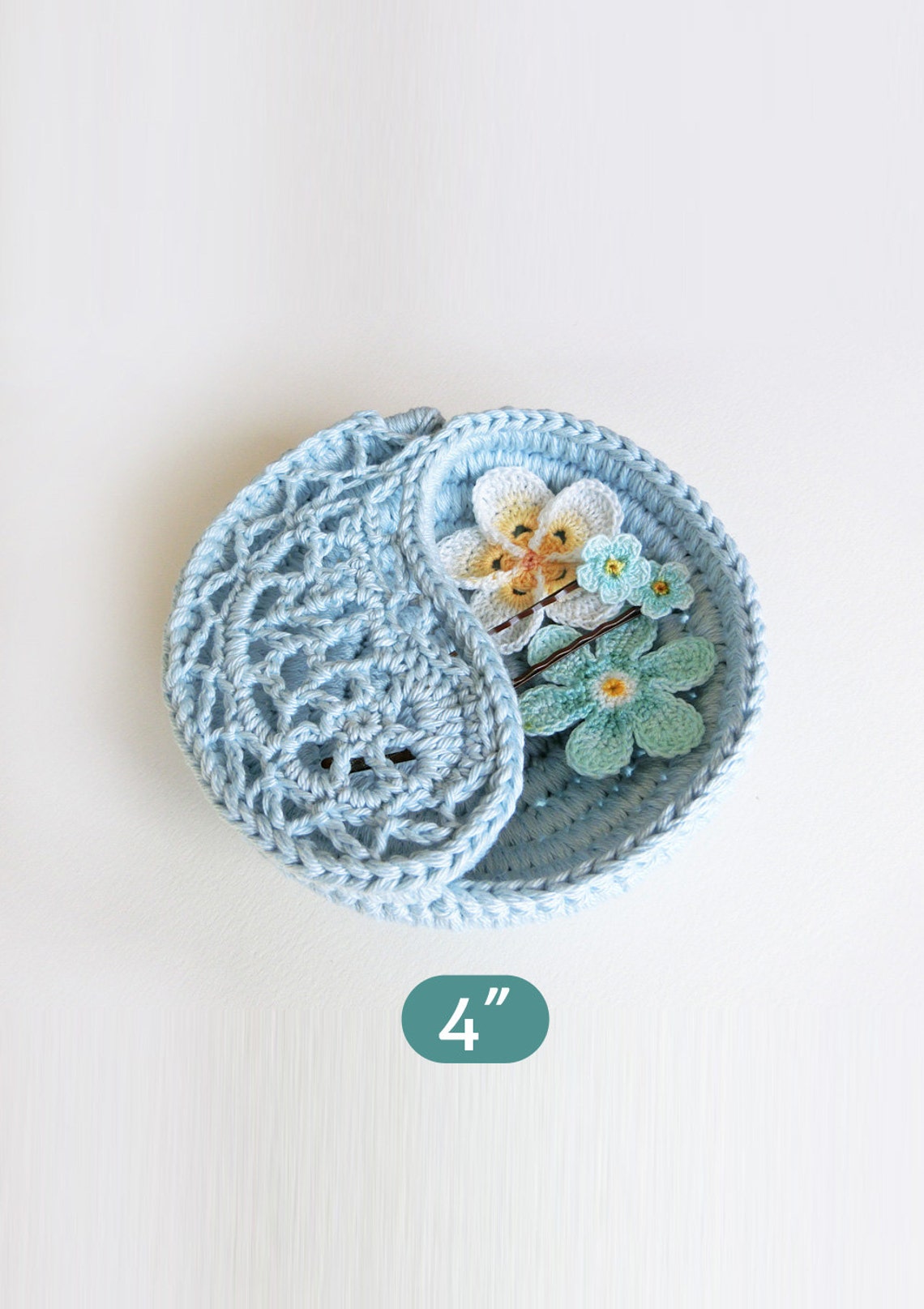 Crochet Pattern 4" Yin Yang Jewelry Dish, Ring Plate Instructions ...