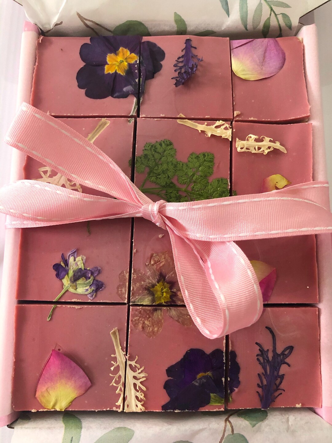 Handmade Traditional Fudge Decorated With Ruby Chocolate and Edible ...