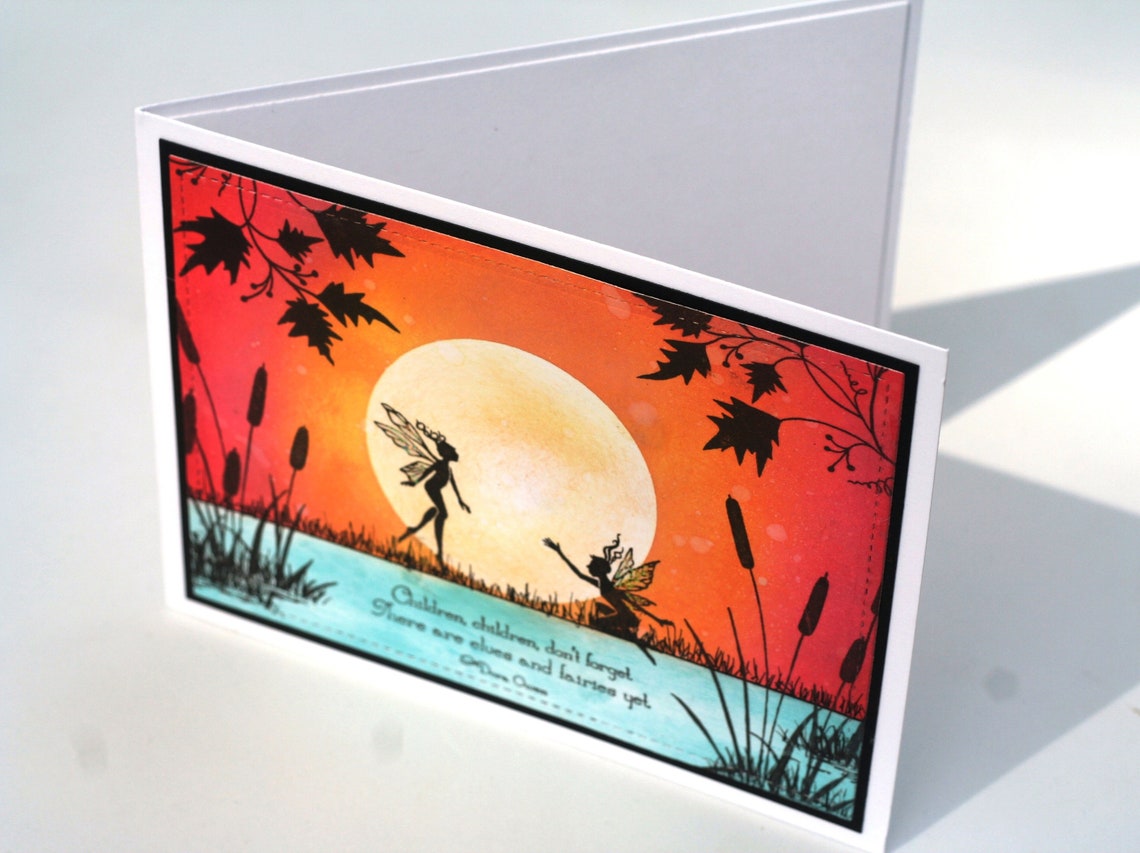 Moonlight Fairy Card, Harvest Moon, Elves and Fairies Fantasy Blank ...