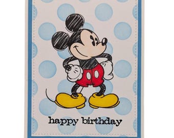 Mickey Mouse Happy Birthday Card - Etsy