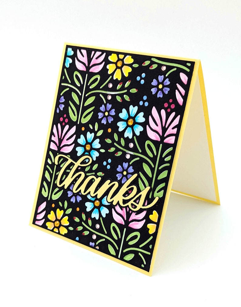 Thank You Card, Multi Color Flower Garden, Thanks Blank Card, Floral ...