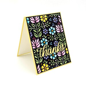 Thank You Card, Multi Color Flower Garden, Thanks Blank Card, Floral ...