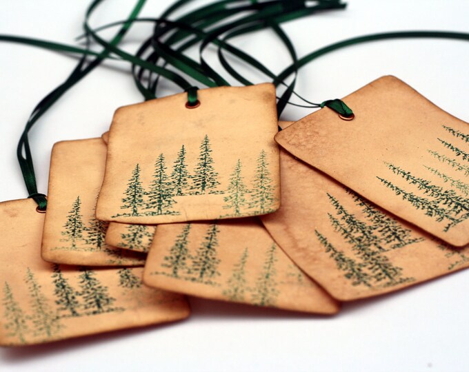 Christmas Tags, Evergreen Trees, Rustic Tags, Pine Tree Gift Tag Set ...