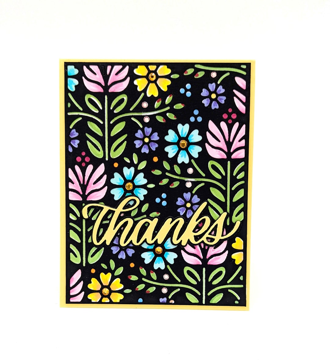 Thank You Card, Multi Color Flower Garden, Thanks Blank Card, Floral ...