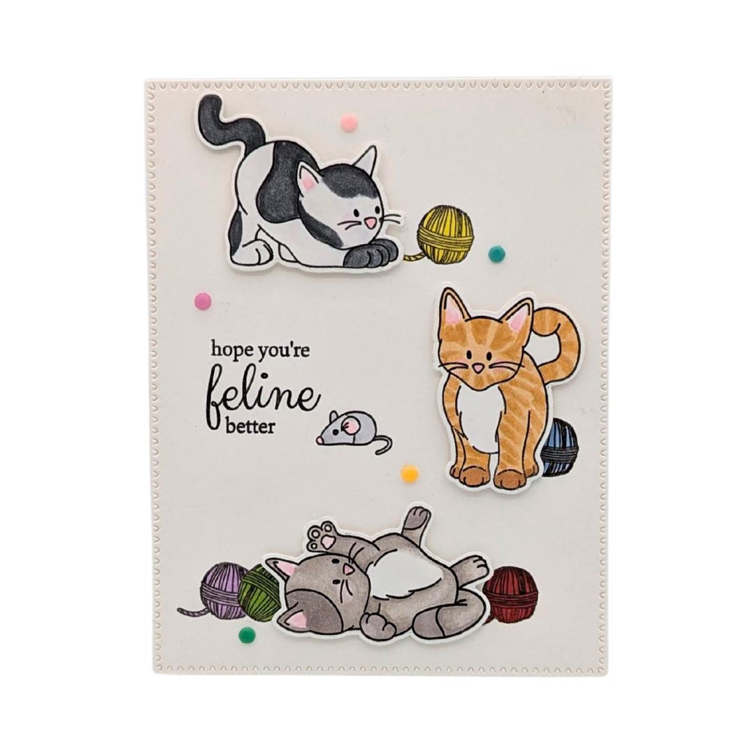 Kitty Cat Get Well Card, Feline Better Blank Card, Cute Cat Lover Feel ...