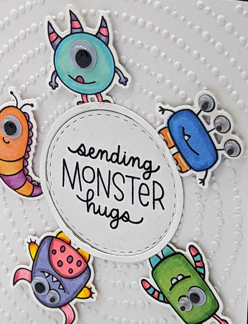 Monster Hugs Card, Birthday Card for Children, Cute Aliens Thinking of ...