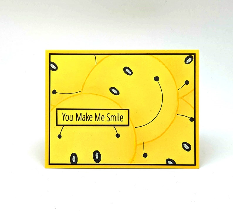 Smiley Face Card, Smile Blank Card, Happy Face, Yellow Just Because ...