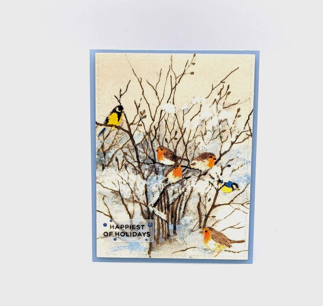 Winter Birds Holiday Card, Nature Theme Christmas Card, Snow Birds ...