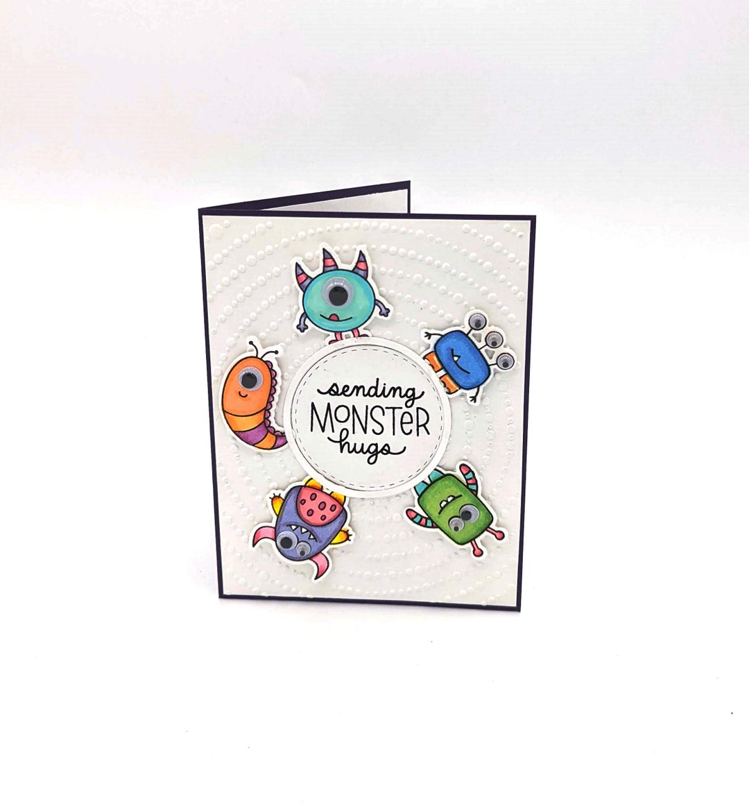 Monster Hugs Card, Birthday Card for Children, Cute Aliens Thinking of ...