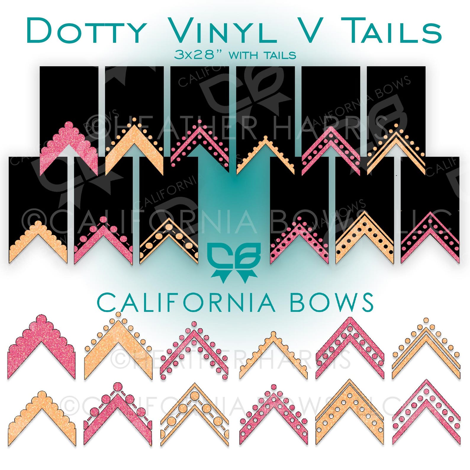 Cheer Bow Tails Vinyl Cut Files DOWNLOAD- 12 Pack DOTTY - Etsy