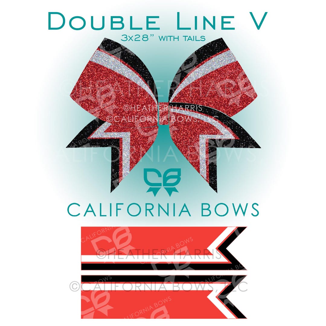 Double Line V Cheer Bow Download Cut File Double Line - Etsy