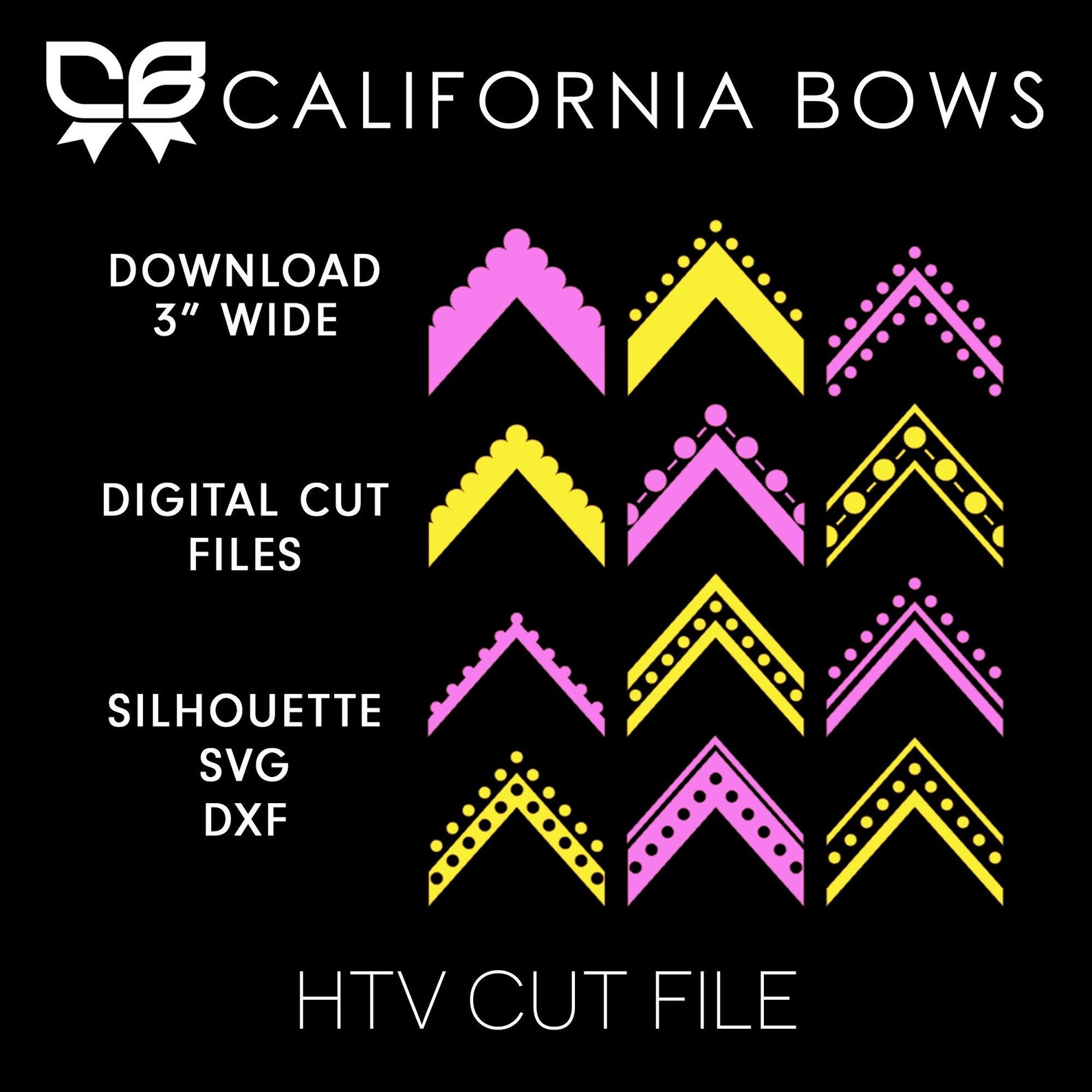 Cheer Bow Tails Vinyl Cut Files DOWNLOAD 12 Pack DOTTY - Etsy