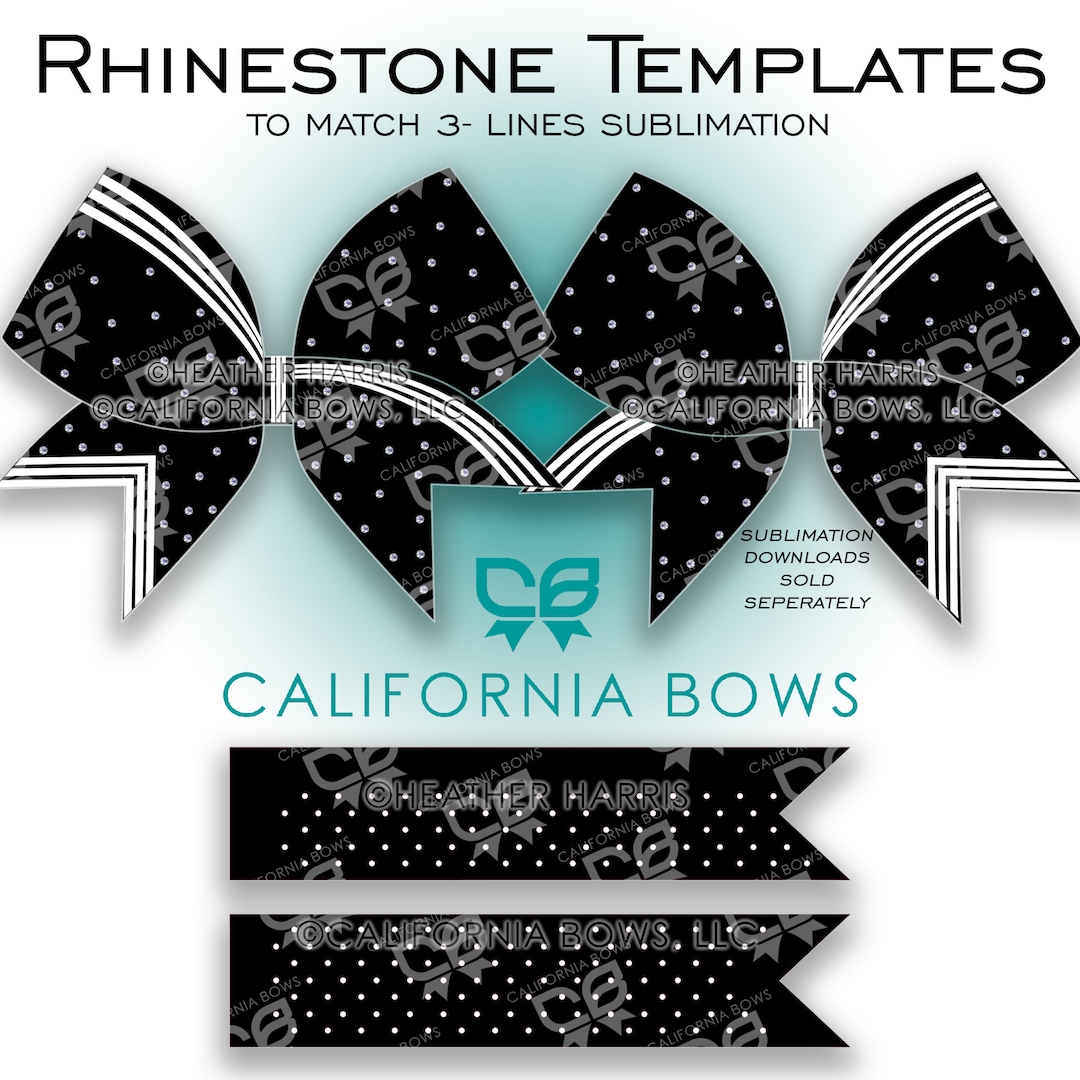 Triple Lines Matching Cheer Bow 3" Cheer Bow Rhinestones Template ...
