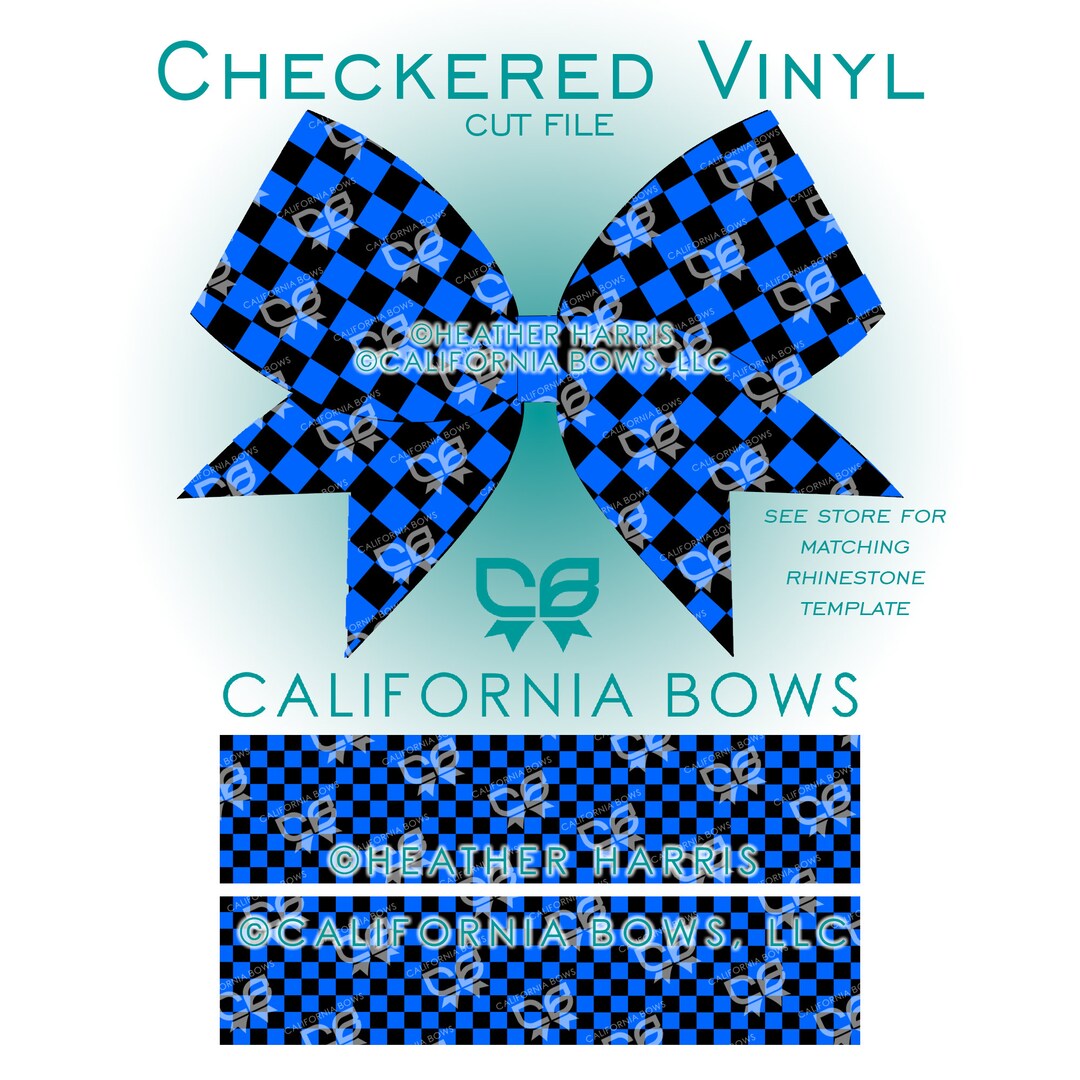 Checkered Cheer Bow Vinyl Template SVG, Studio, Dxf - Etsy