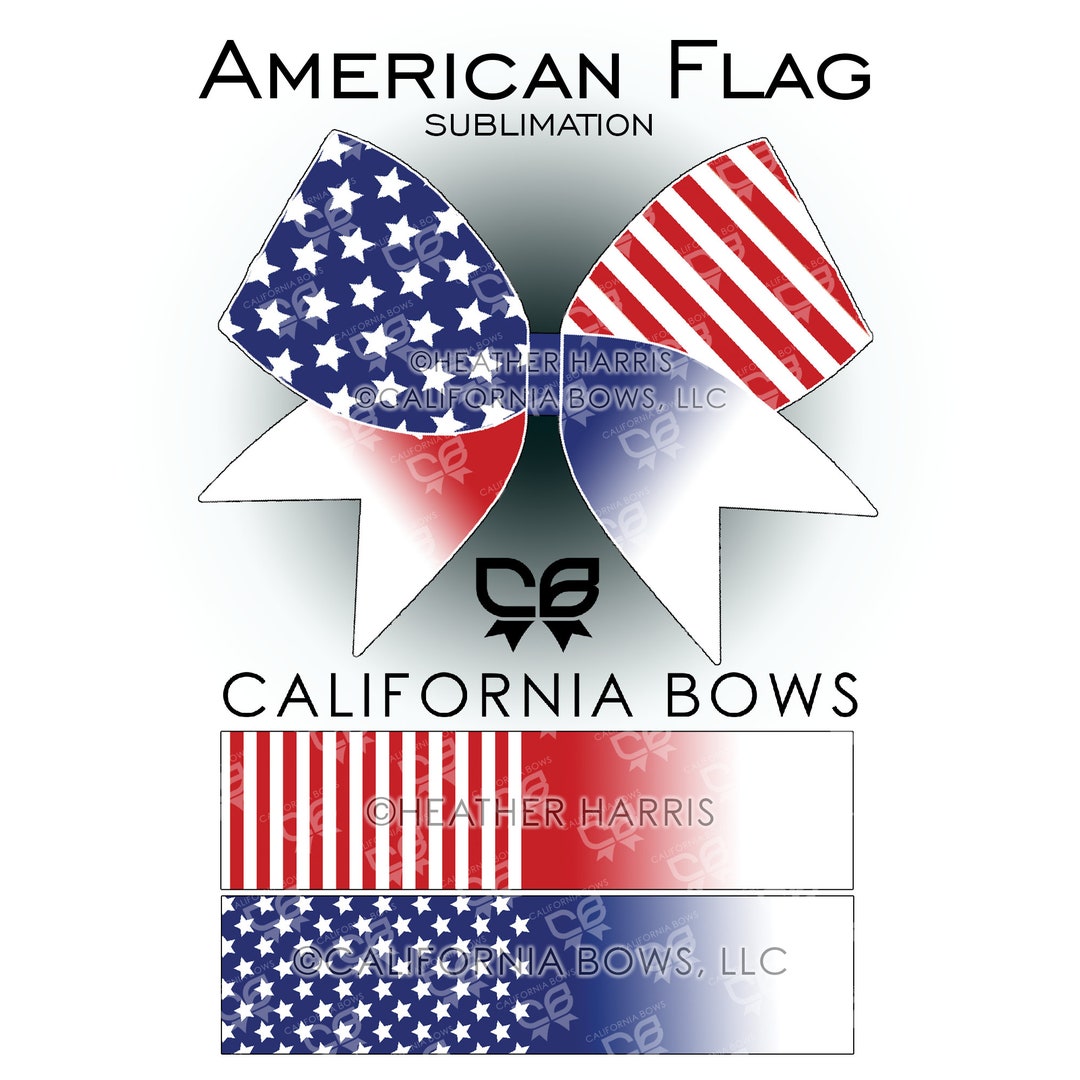 American Flag Cheer Bow Ombre Sublimation Download PNG - Etsy