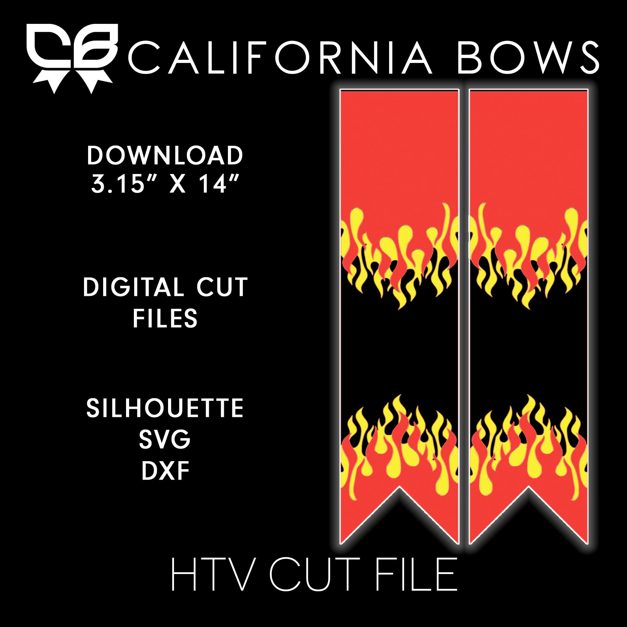 Flames Cheer Bow Download Vinyl Cut File - Etsy