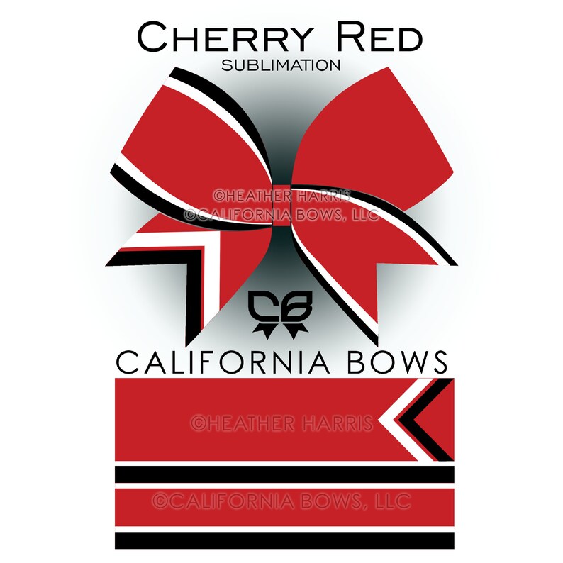 Cherry Red Athletic Double Line Cheer Bow Design Sublimation Download ...
