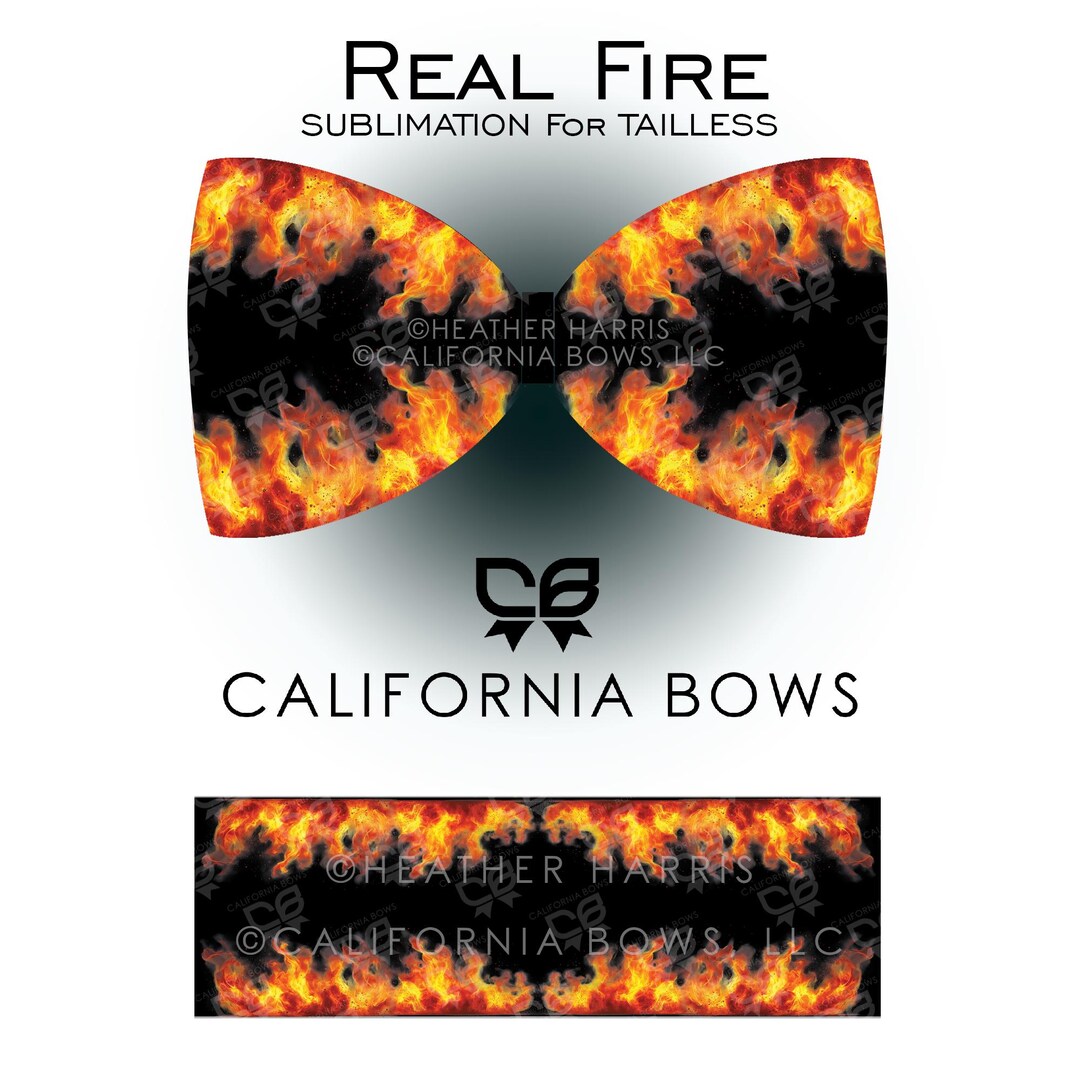 Fire Flames TAILLESS Bow Sublimation Download PNG - Etsy