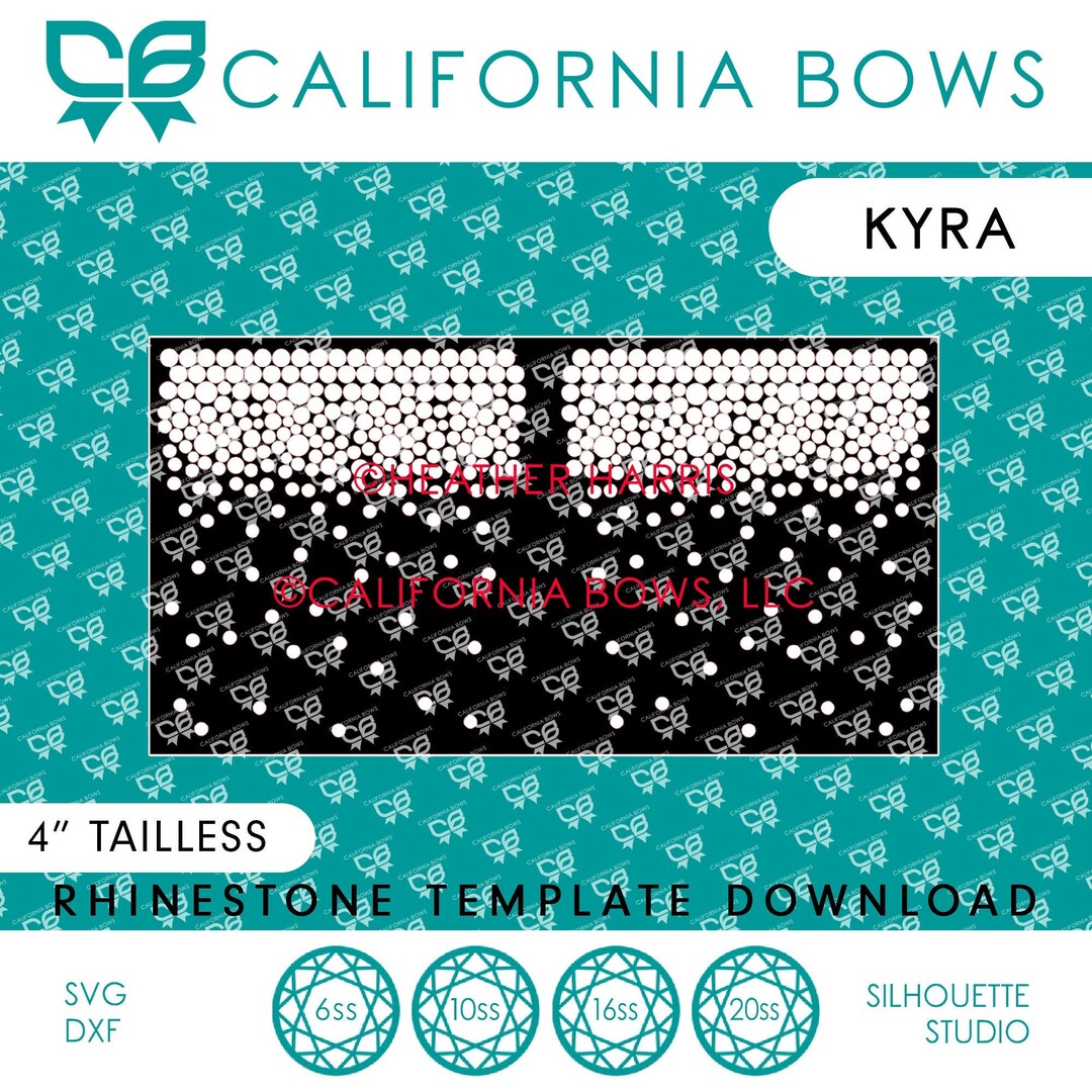 Kyra 4 Cheer Bow Rhinestone Tailless Template DXF SVG Silhouette - Etsy