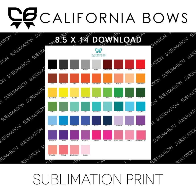 California Bows Color Chart Sublimation Download PNG - Etsy