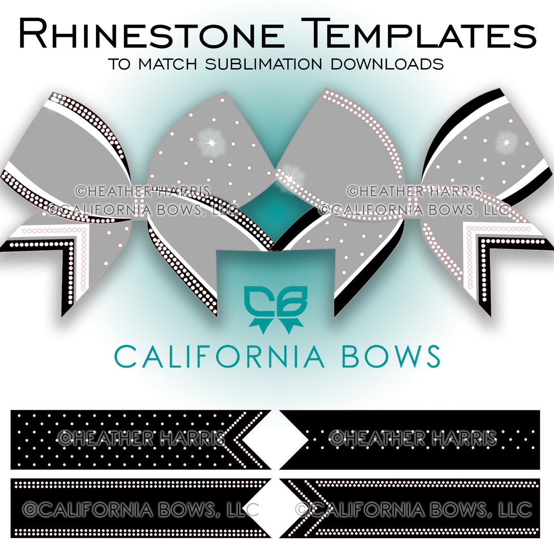 Double Line Athletic Cheer Bow 3" Cheer Bow Rhinestones Template ...