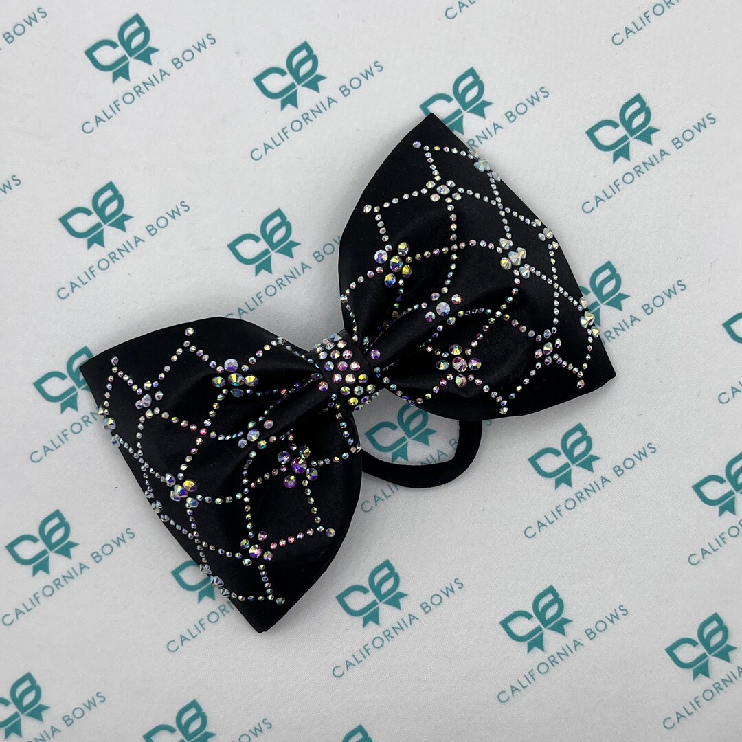 The Erin Black Satin Tailless Cheer Bow - Etsy
