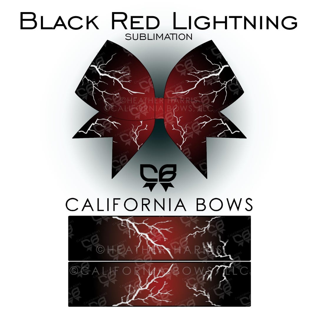 Black Red Lightning Bow Sublimation Download PNG - Etsy