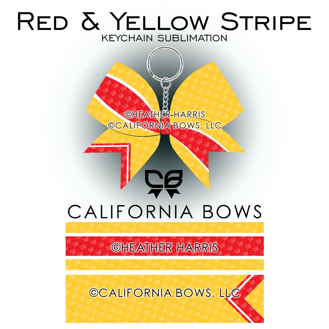 Red Yellow Stripe Keychain Bow Design Sublimation Download PNG - Etsy