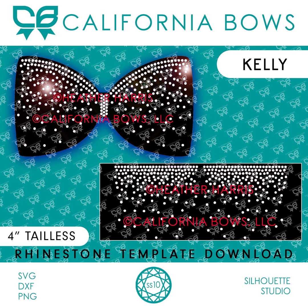 Kelly 4 Cheer Bow Rhinestone Tailless Template DXF SVG - Etsy