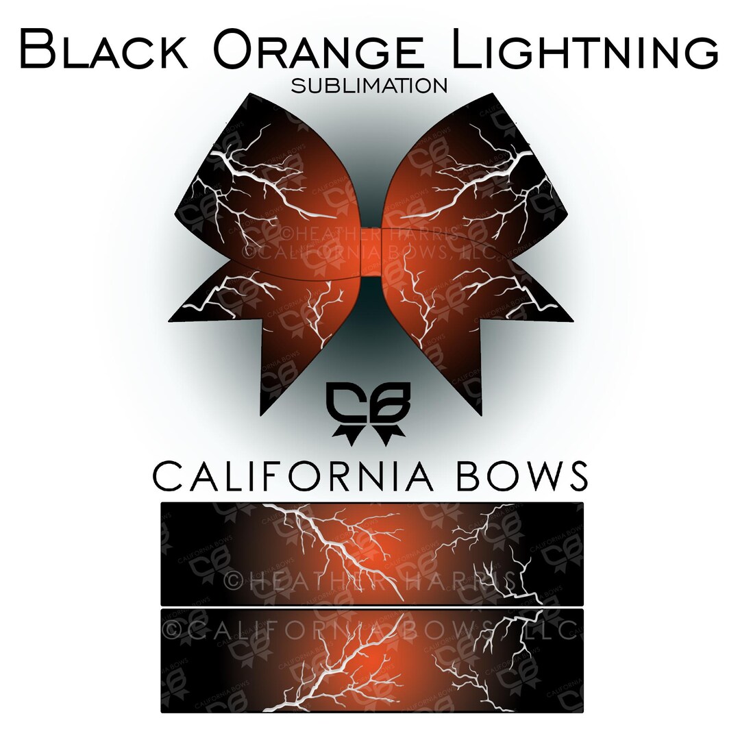 Black Orange Lightning Bow Sublimation Download PNG - Etsy