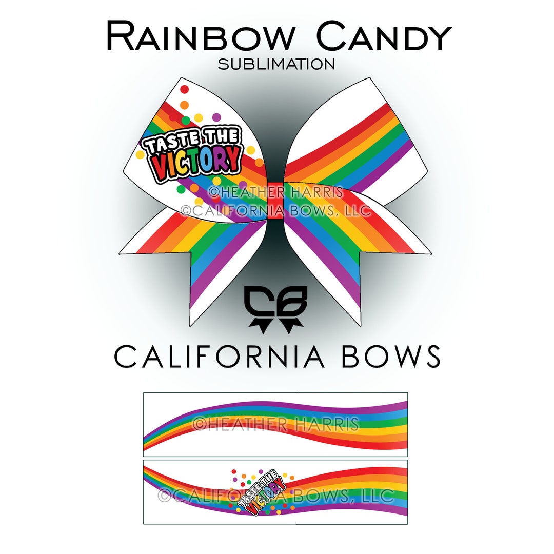 Rainbow Candy Cheer Bow Design Sublimation Download PNG - Etsy
