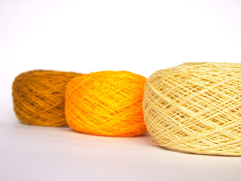 3 Balls LINEN YARN, Natural 100% Yellow Linen, High Quality Linen Yarn ...