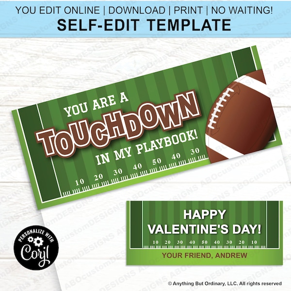 Football Valentine - Etsy