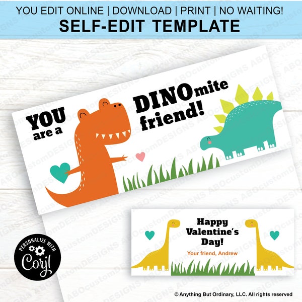 Dinosaur Valentine - Etsy
