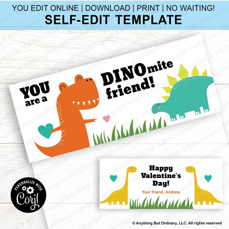 Dinosaur Valentine - Etsy