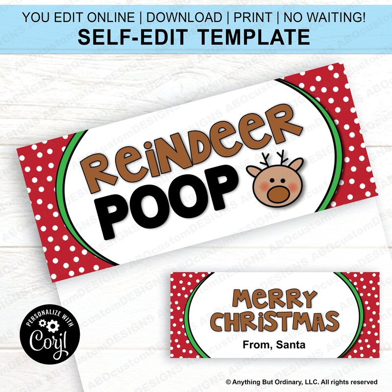 Reindeer Poop Label - Etsy