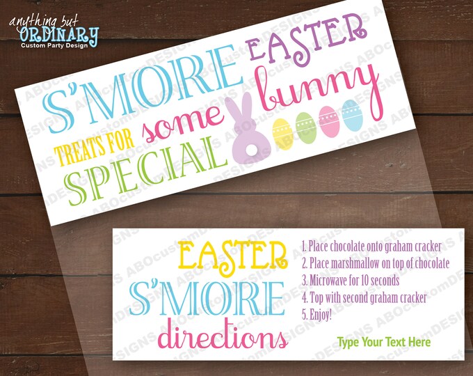 S'more Easter Treats Bag Toppers | Printable Easter Bunny Favor Labels ...