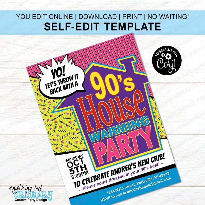 90s Housewarming Invitation - Etsy