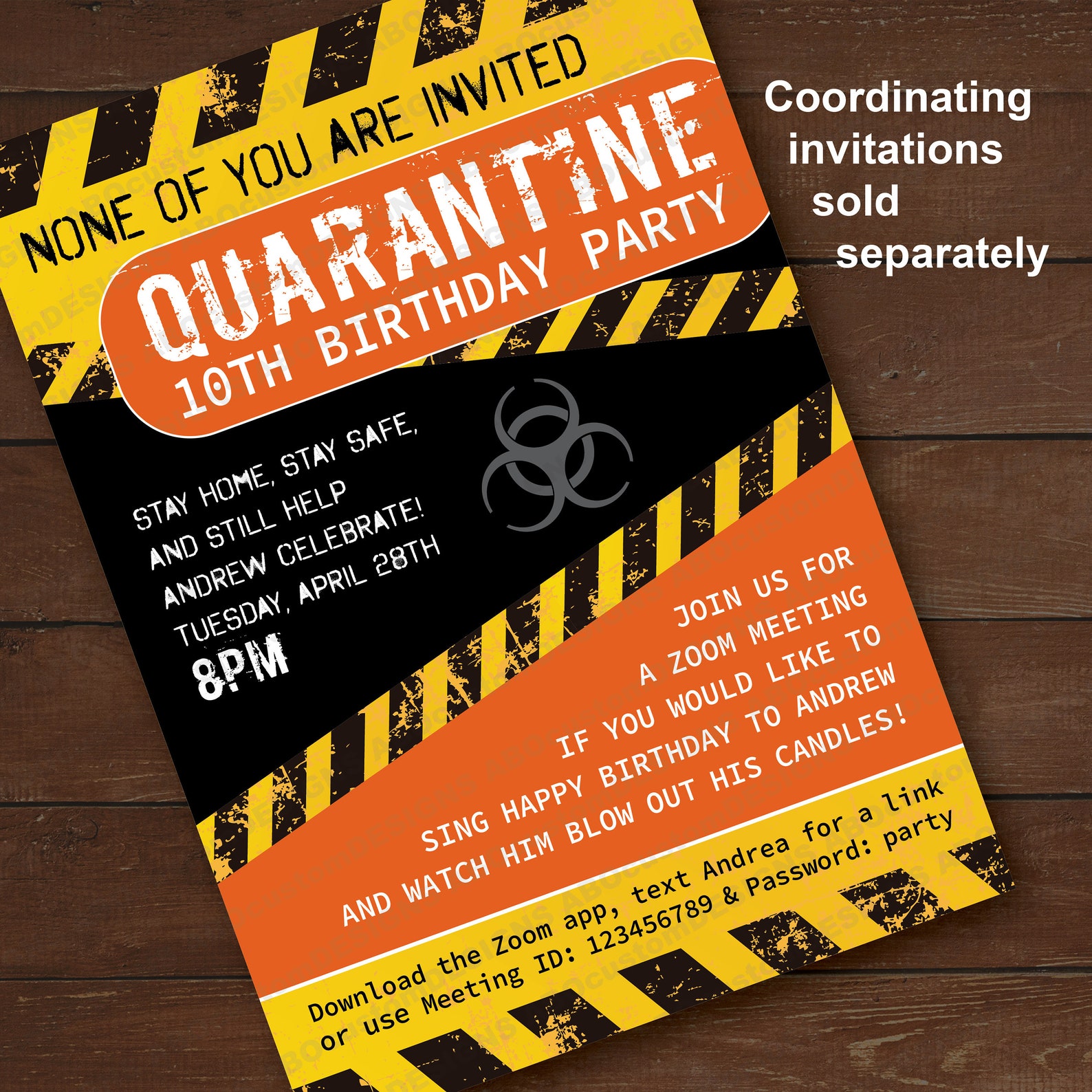 Quarantine Birthday Banner | Printable Caution Tape Biohazard Banner ...