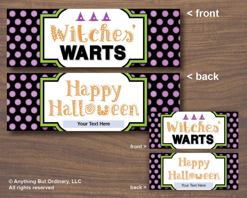 Witches Warts Bagtoppers Editable Halloween Treat Bag Labels | Etsy