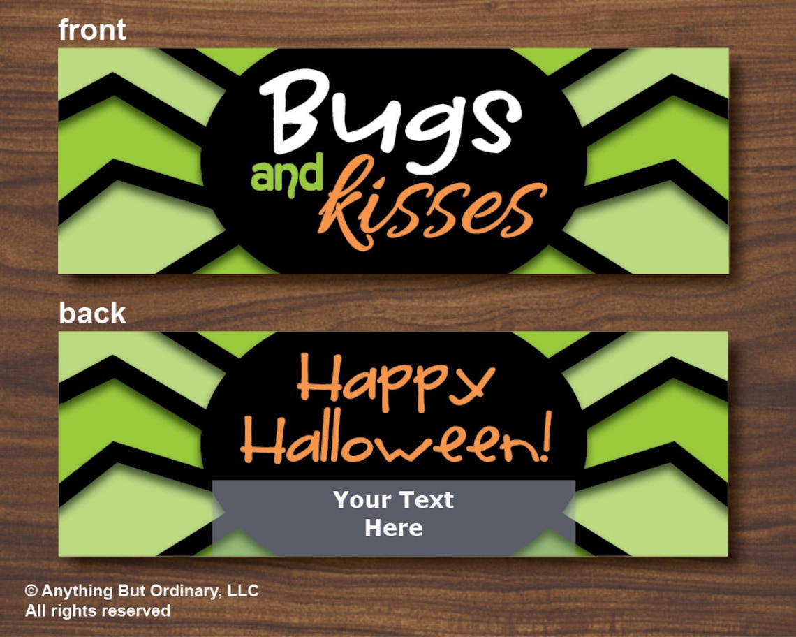 Bugs and Kisses Bagtoppers Editable Halloween Treat Bag | Etsy