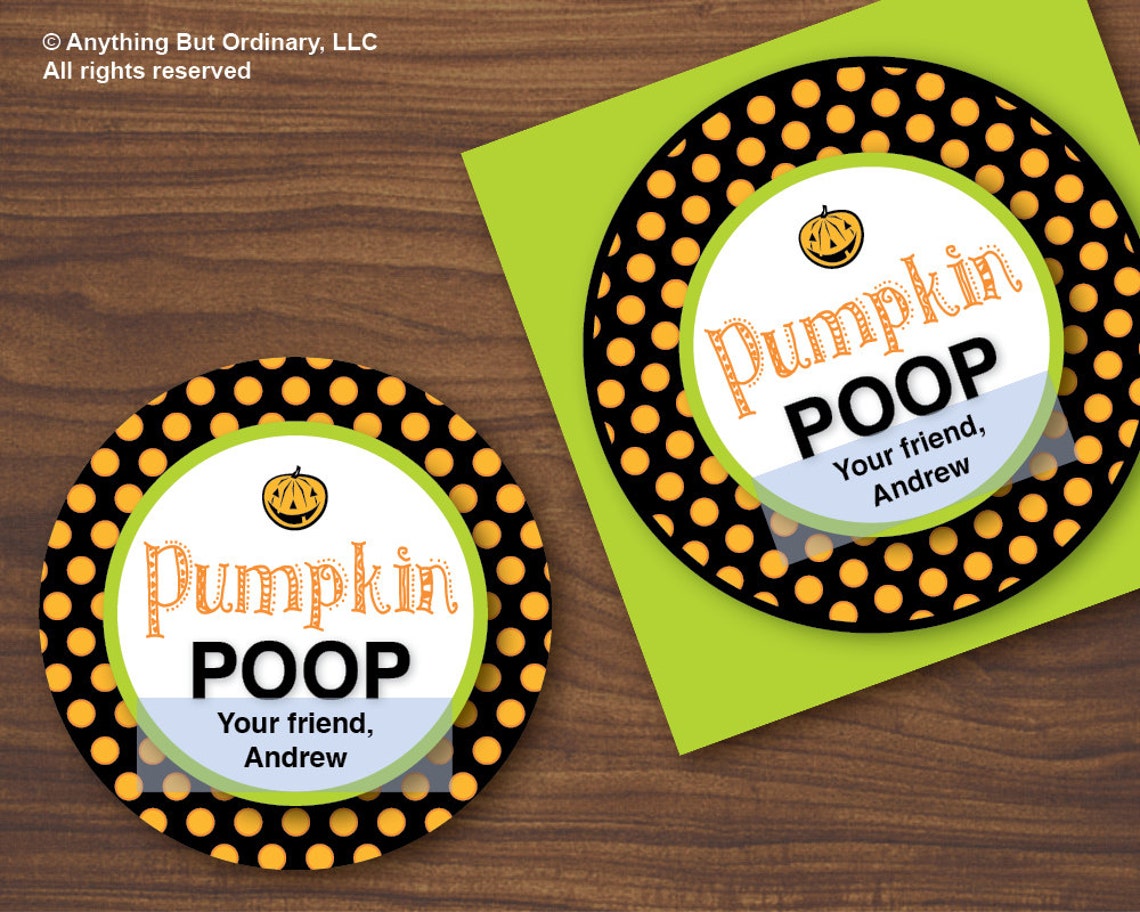 Pumpkin Poop Favor Tags Halloween Circle Labels INSTANT - Etsy.de