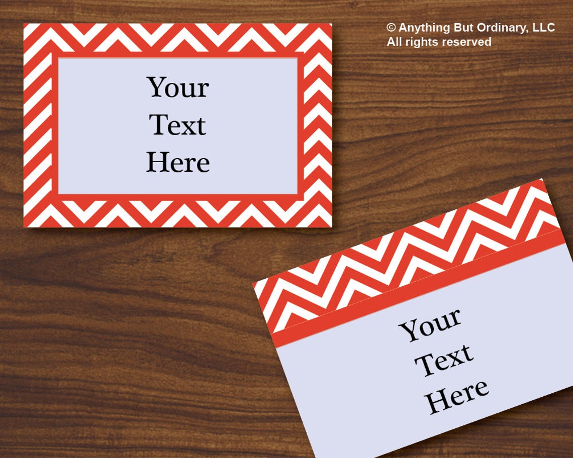 Red and White Label Cards Editable Chevron Favor Tags | Etsy