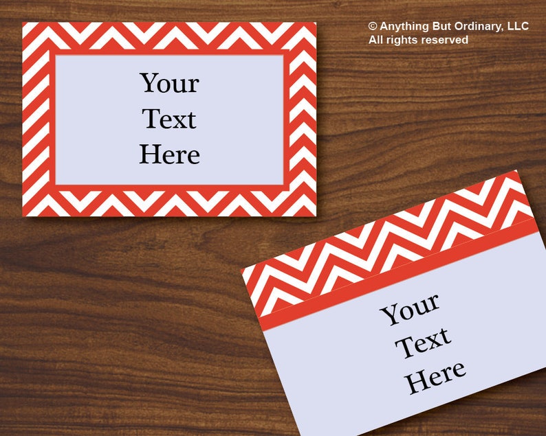 Red and White Label Cards Editable Chevron Favor Tags | Etsy