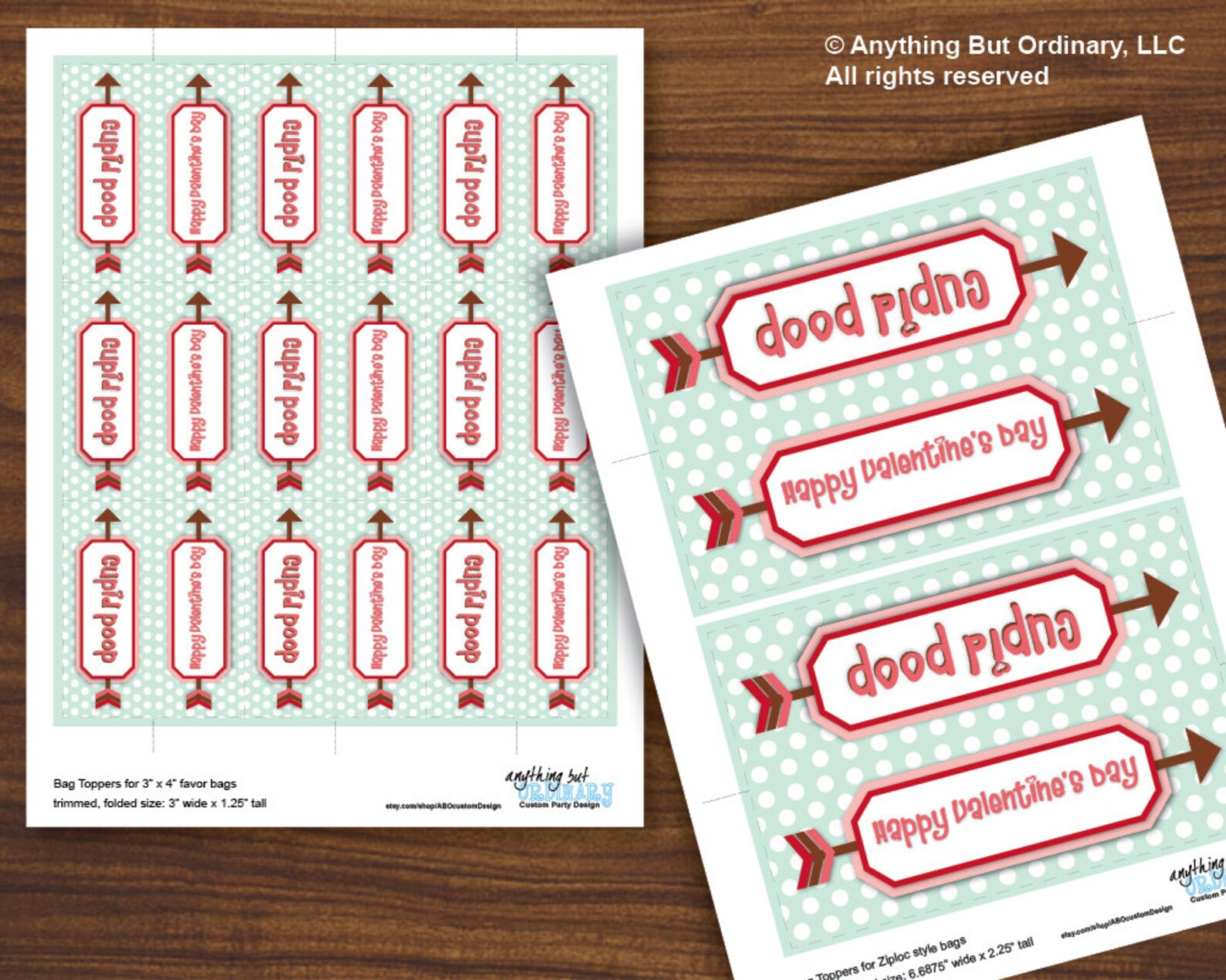 Cupid Poop Bag Toppers DIY Valentine Bagtopper Editable | Etsy
