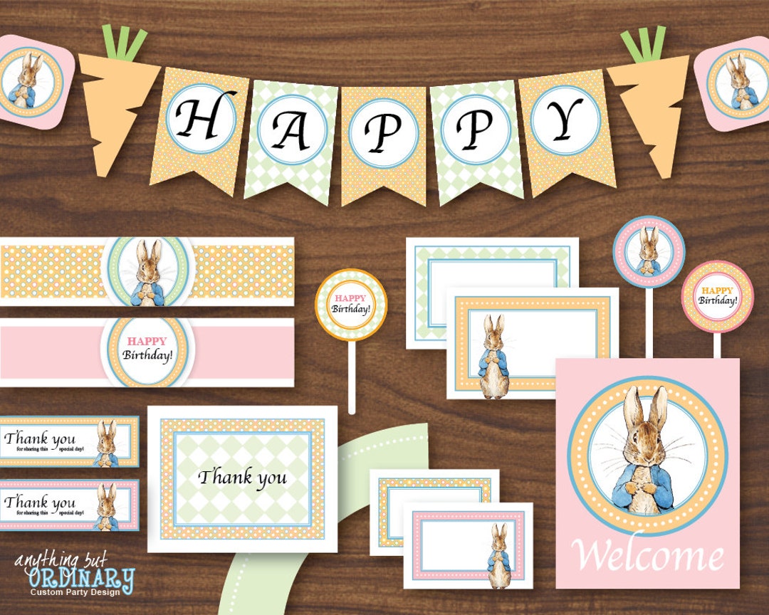 Girls Peter Rabbit Birthday Decorations, INSTANT DOWNLOAD, DIY ...