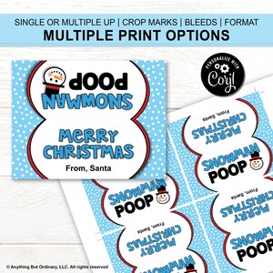 EDITABLE Snowman Poop Bag Topper | Christmas Novelty Treat Bag Labels ...
